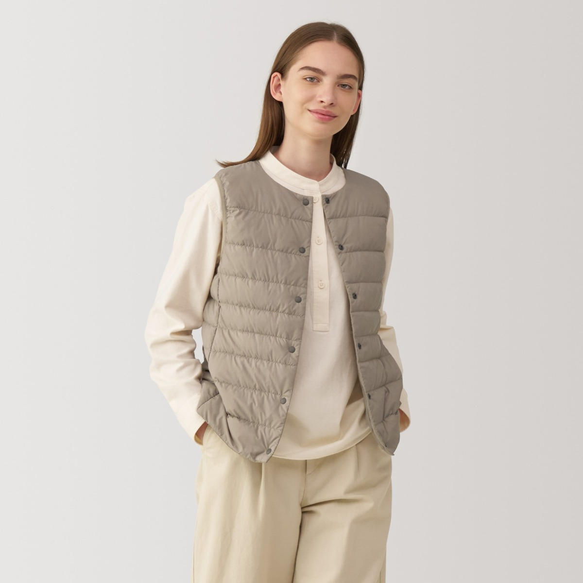 Women's Light Weight Down Collarless Vest
